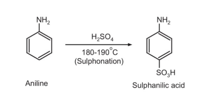 To prepare and submit sulphanilic acid from aniline.