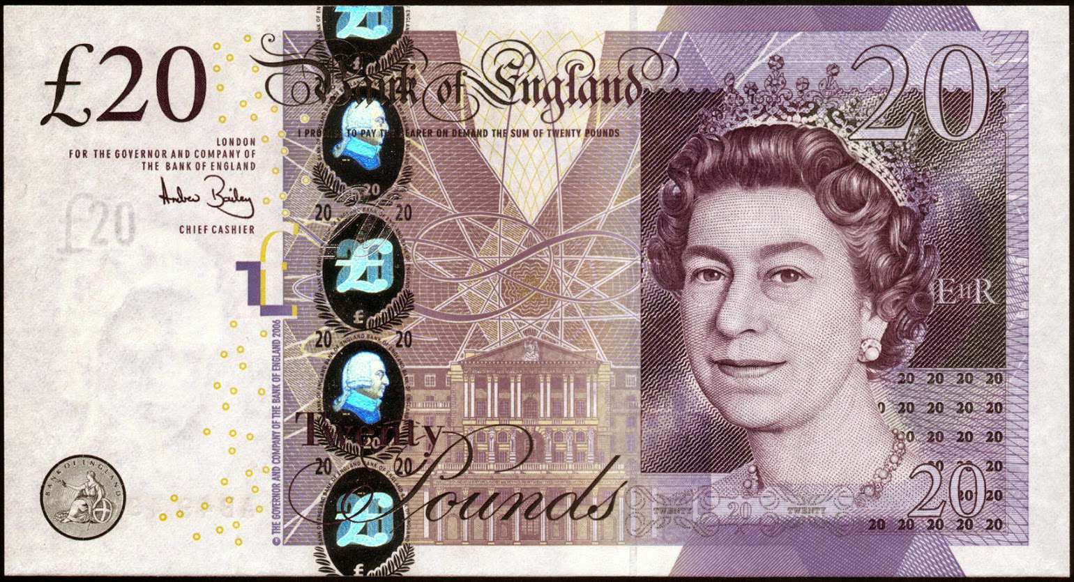 England 20 Pound Sterling Note 2007 Adam Smith World Banknotes Coins