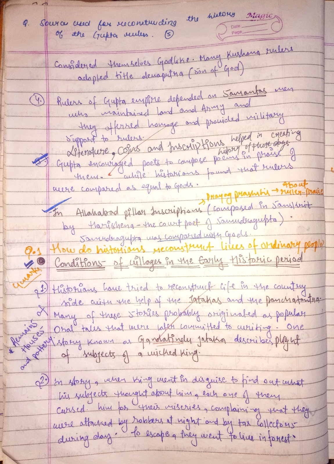 Handwritten notes of Kings, Farmers and Towns- History - Class 12th ...