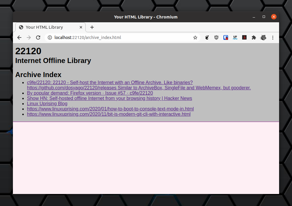 22120: Your Browsing History As A Self-Hosted Offline Internet - Linux ...