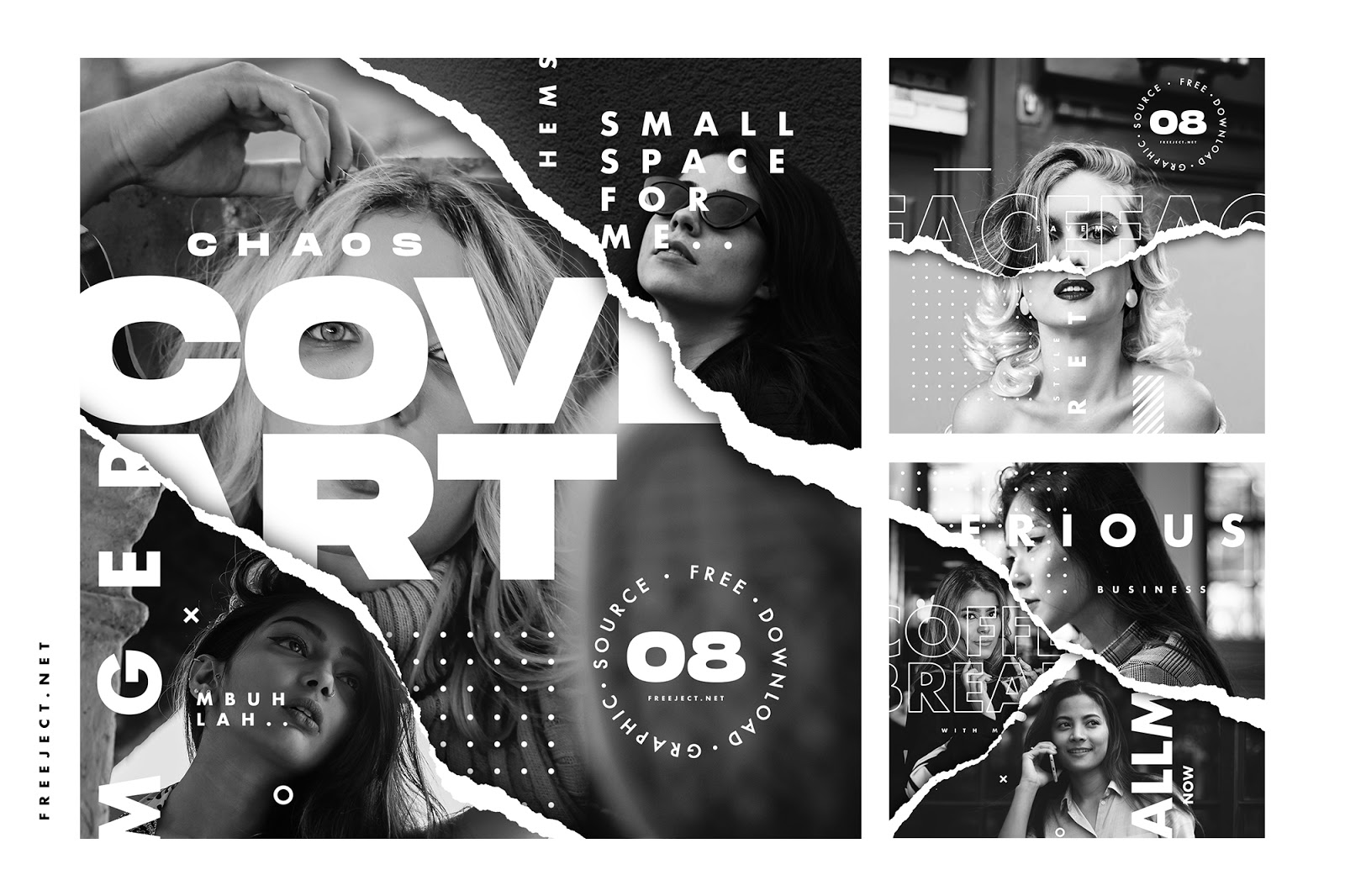 Free Download Torn Paper Collage Template For Social Media Post PSD File Free Download Torn Paper Collage Template For Social Media Post PSD File