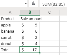 Excel - SUM function