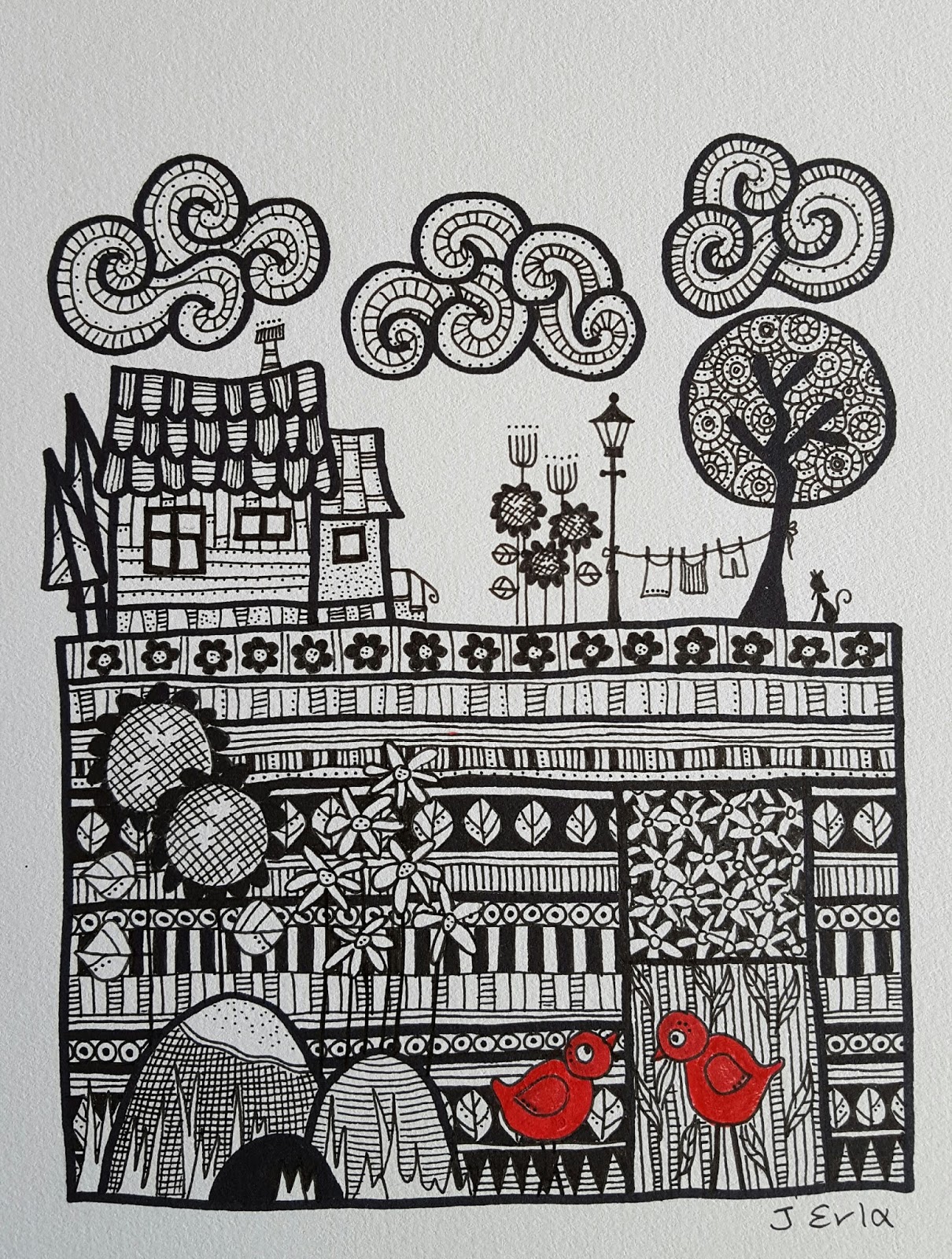 Kreativt i Tjärnbacken: Nya tuschteckningar