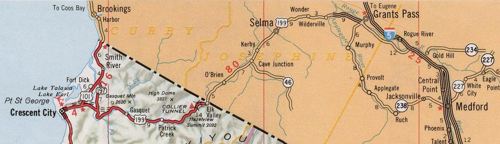 US Route 199; the Redwood Highway