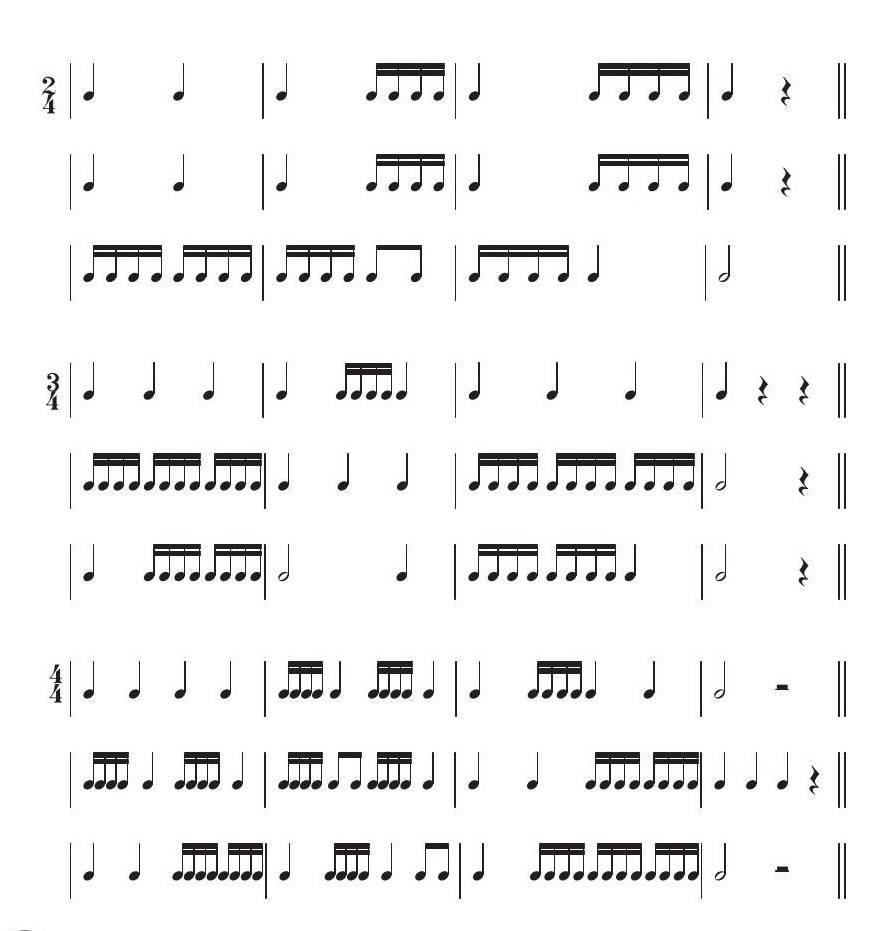 Esquema rítmico para ejercitar la lectura de semicorcheas