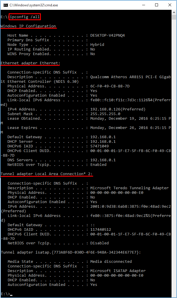 Ipconfig ~ Srisailam Blog