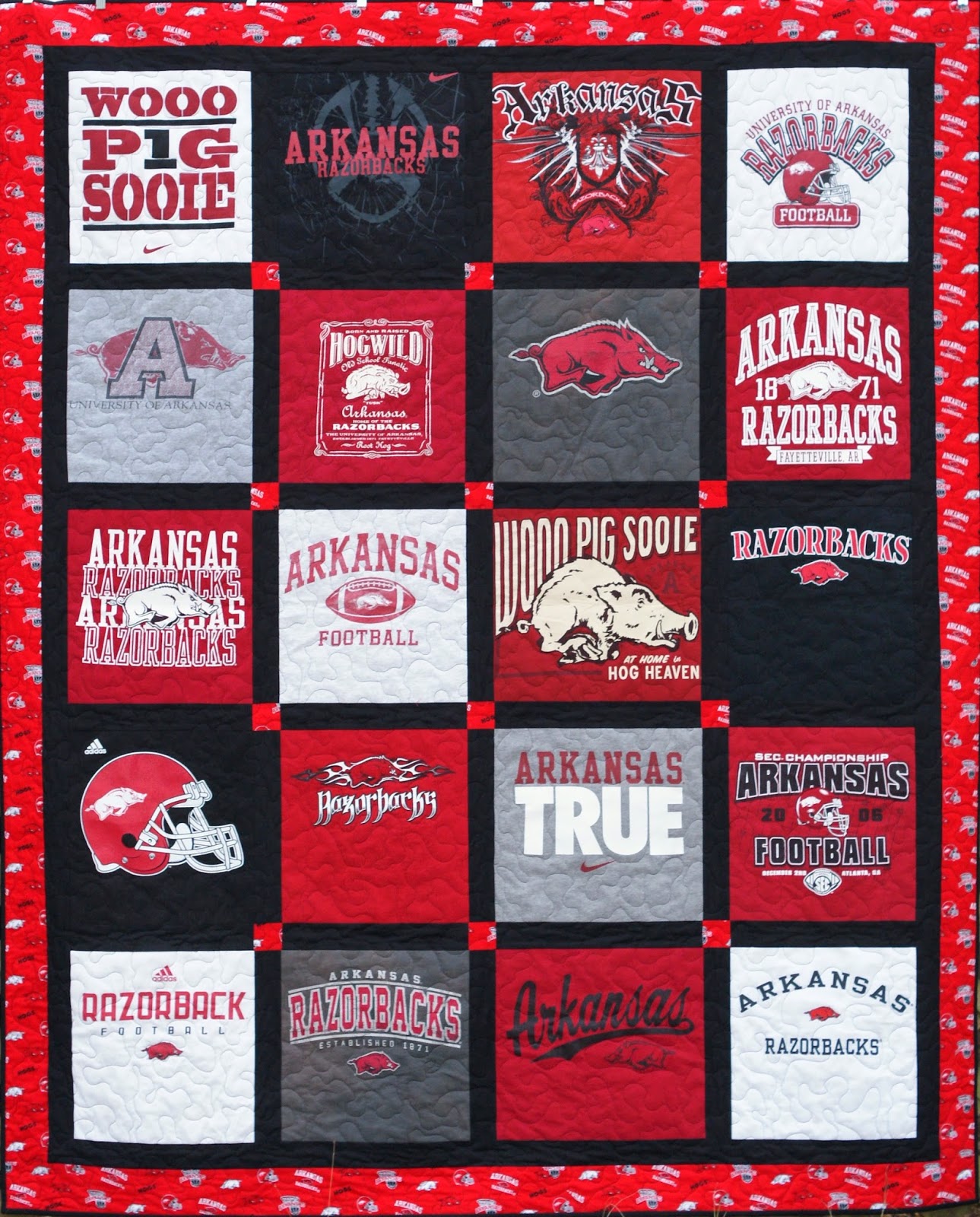 L7 QUILTS: Arkansas Razorback T-Shirt Quilt
