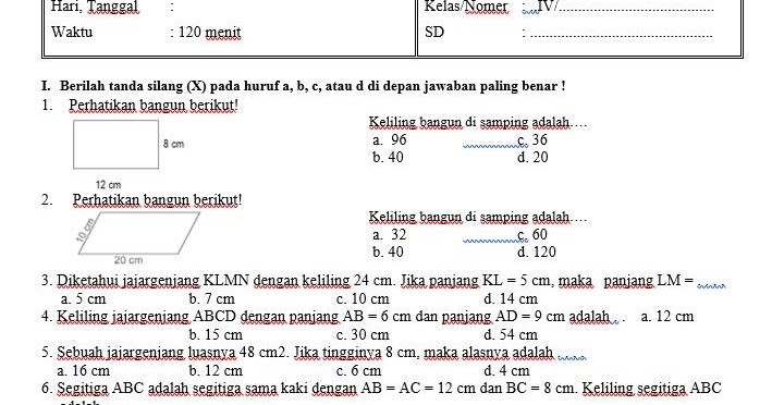 Soal UAS Matematika Kelas 4 Semester 2 Kurikulum 2013 - panduandapodik.id
