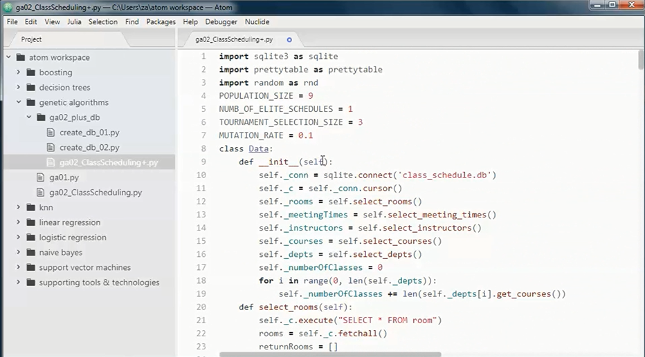 Prototype Project Genetic Algorithm Sqlite Db Python Class