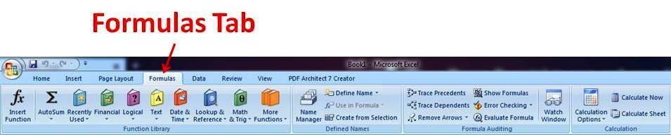 Formulas Tab in MS Excel 2007 in Hindi and English | जाने एम एस 2007 ...