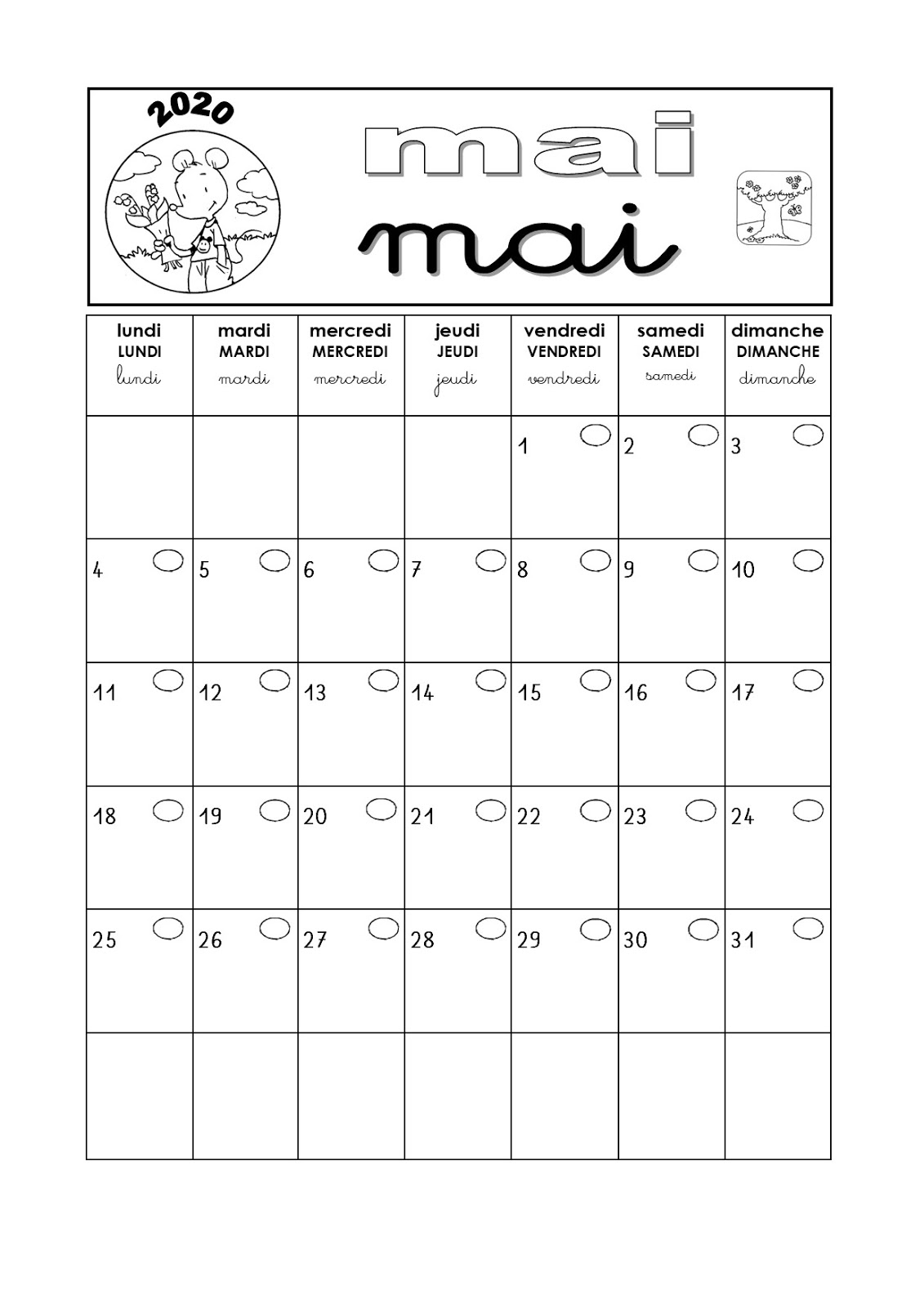 En classe avec Ludo: calendrier : le mois de mai