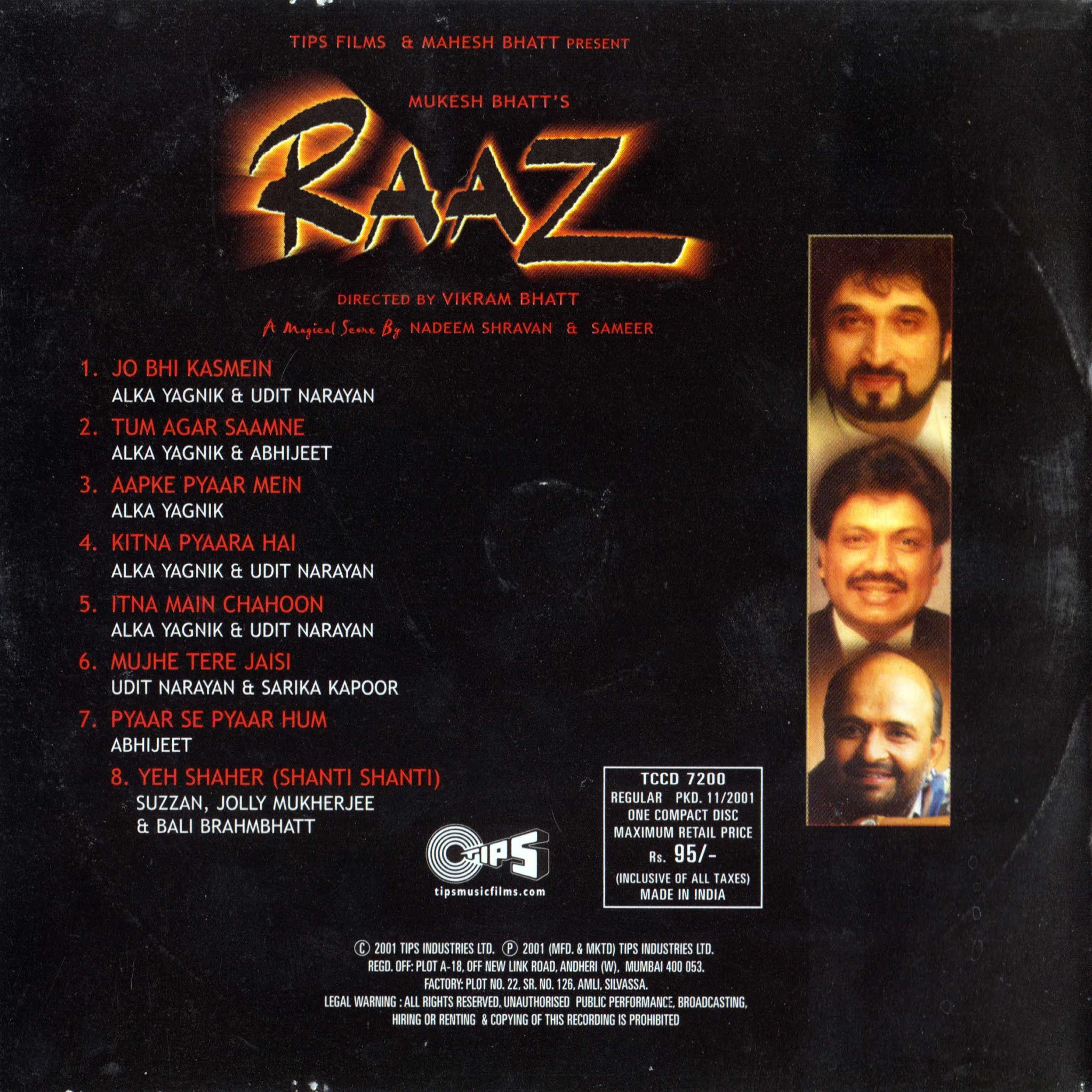 Raaz (2002) [ Tips Music TCCD 7200 ] FLAC