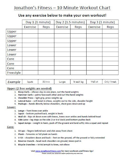 Jonathon's Fitness Site: 10 Minute, Mix and Match, Workout!