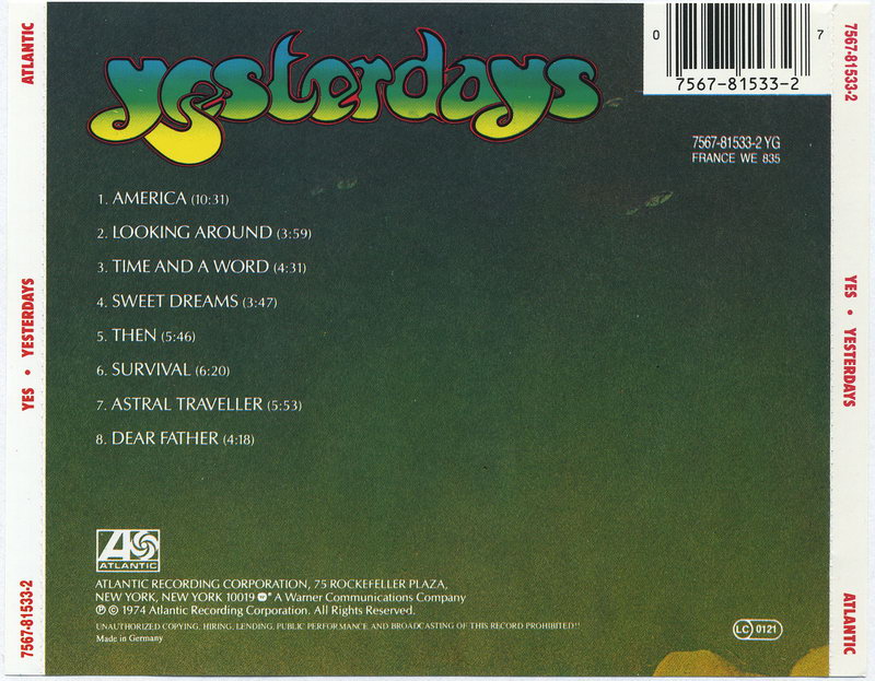 ENTRE MUSICA: YES - Yesterdays (1974)