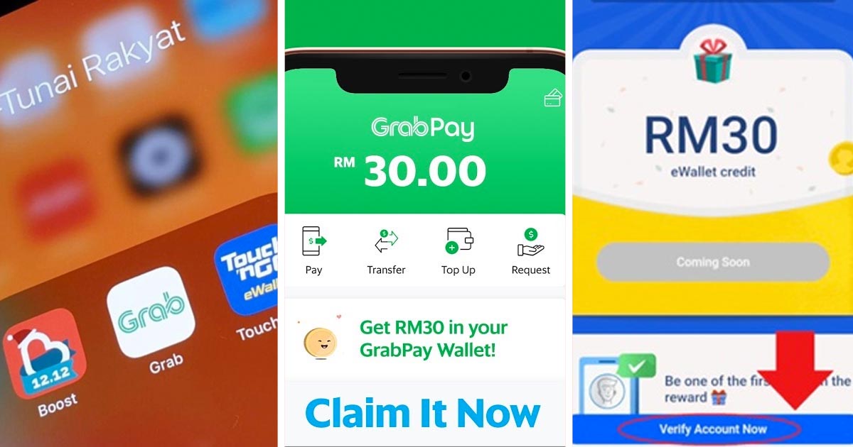 Langkah Mudah Tebus RM30 e-Tunai Rakyat Menerusi GrabPay, TnG e-Wallet, Boost