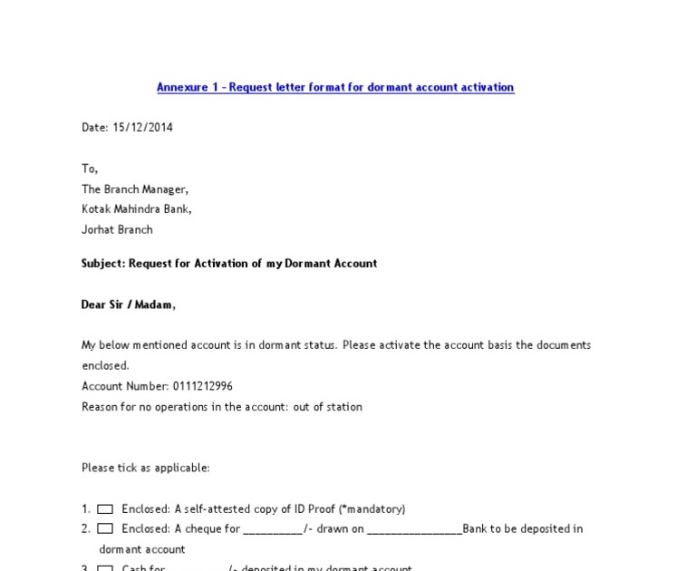 Letter Format For Dormant Bank Account Letter Format letter-format-for-dormant-bank-account-letter-format