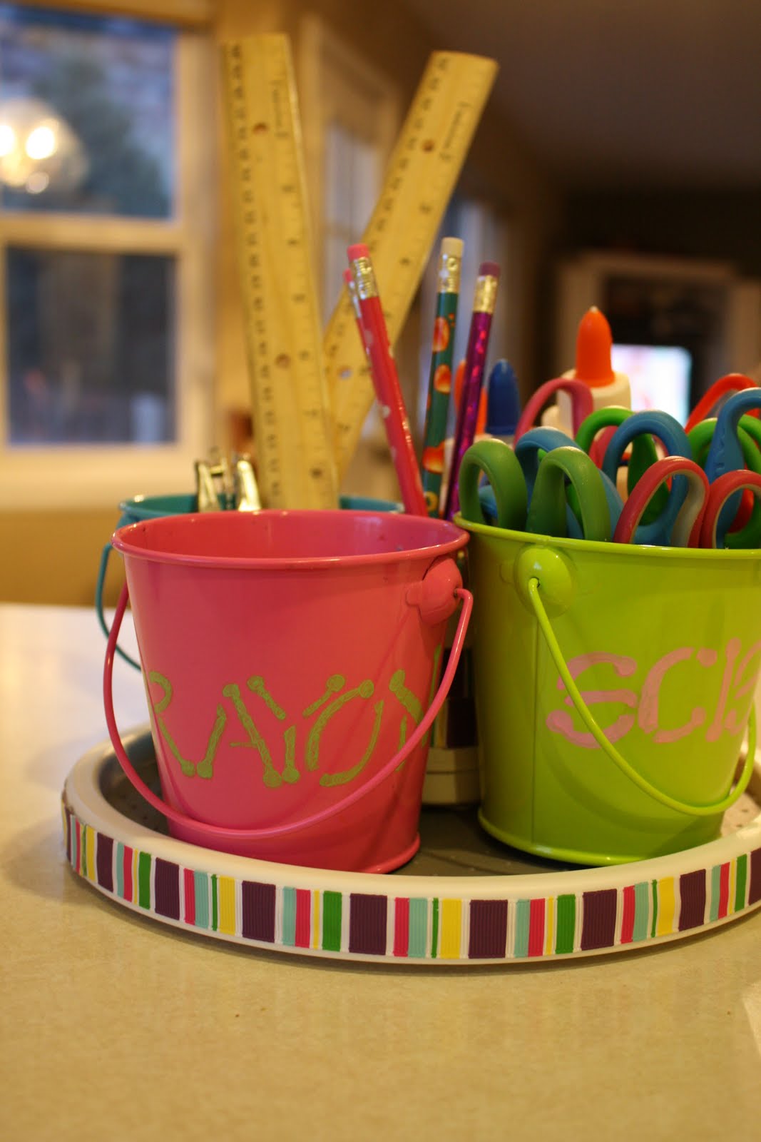 The Created Home: Lazy Susan Craft/ School Supply Buckets Made Better