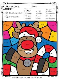 An Apple For The Teacher: Christmas Color By Number Worksheets