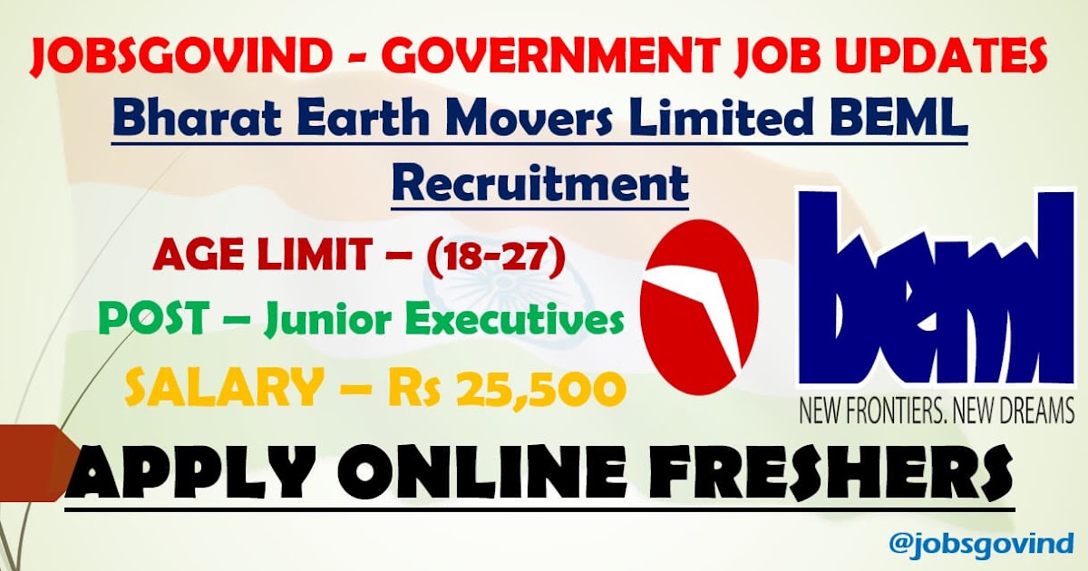 Bharat Earth Movers Limited BEML Recruitment 2021 for Junior Executives Apply Online ...