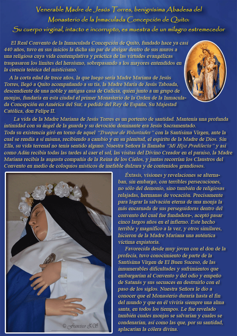 Devotos De La Santisima Virgen de El Buen Suceso: Venerable Madre de ...