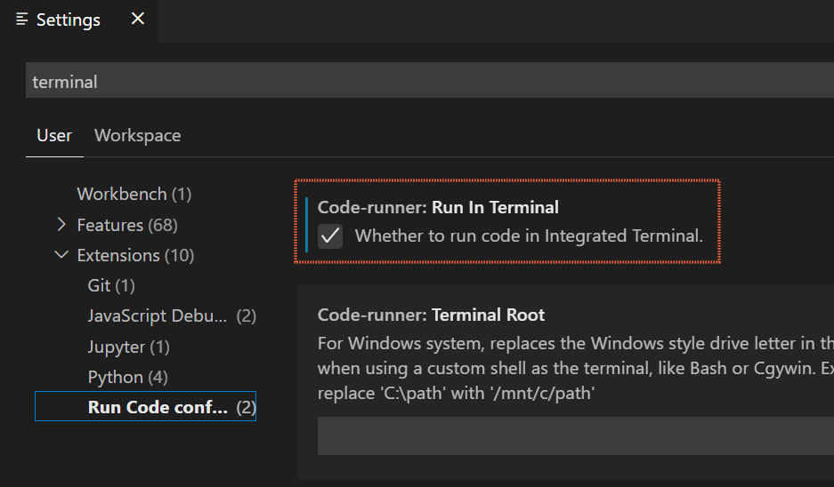 TCP Warehouse: 如何讓 VSCode 的 Run Code 三角形的執行動作改為在 Terminal 發生