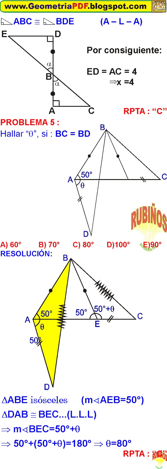 CONGRUENCIA DE TRIÁNGULOS EJERCICIOS RESUELTOS PDF