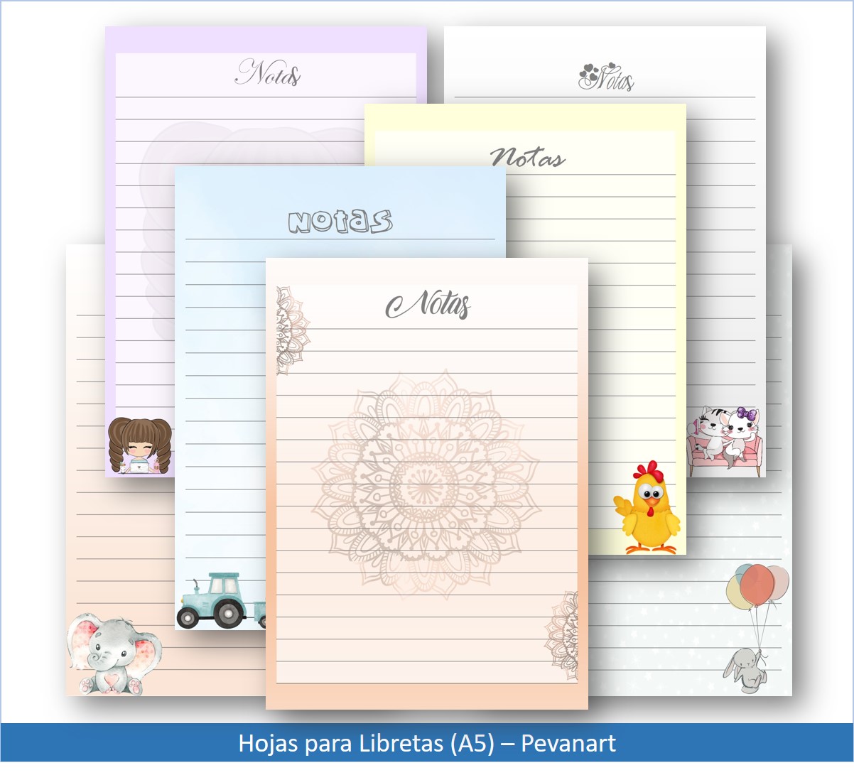 Hojas para Libretas - (A5) (ANILLADO SUPERIOR)