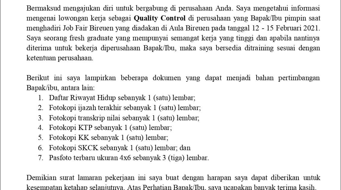 contoh surat laporan quality control - BlaketaroTurner