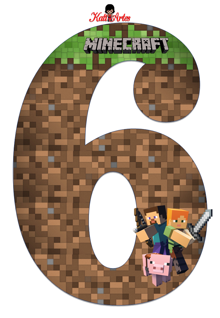 Molde de letras e números Minecraft para imprimir - Festa Free