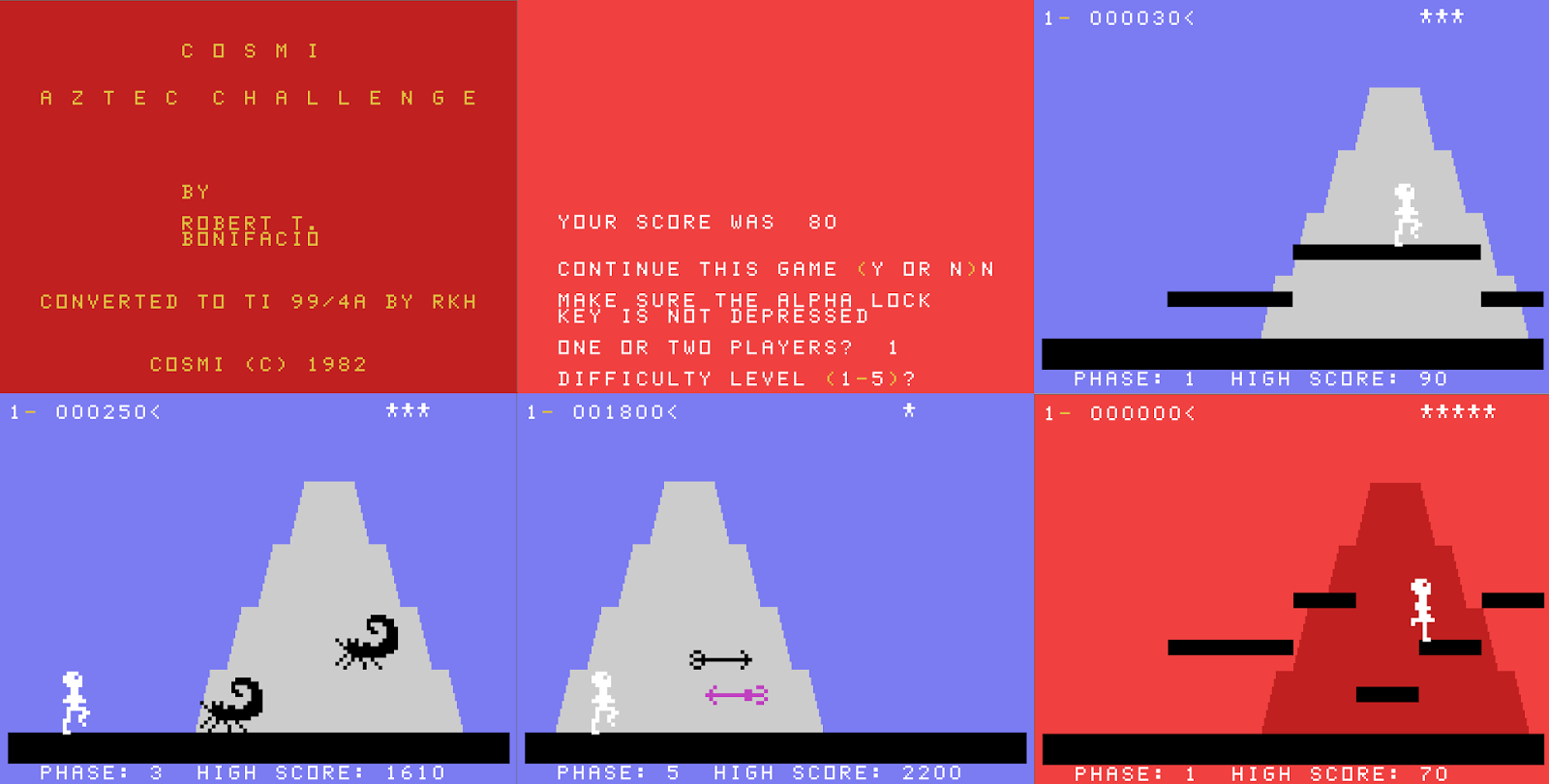 FRGCB - Finnish Retro Game Comparison Blog: TWOFER #4: Aztec Challenge (Cosmi, 1982/1983)