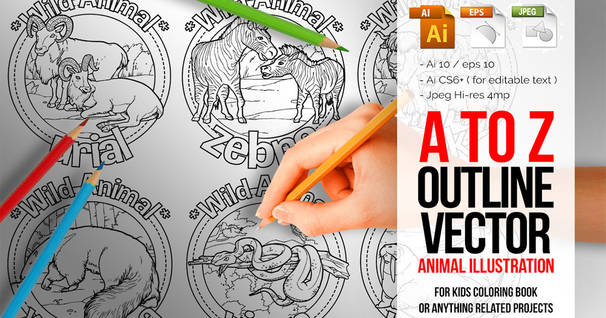 A to Z Animal Coloring Pages Bundle