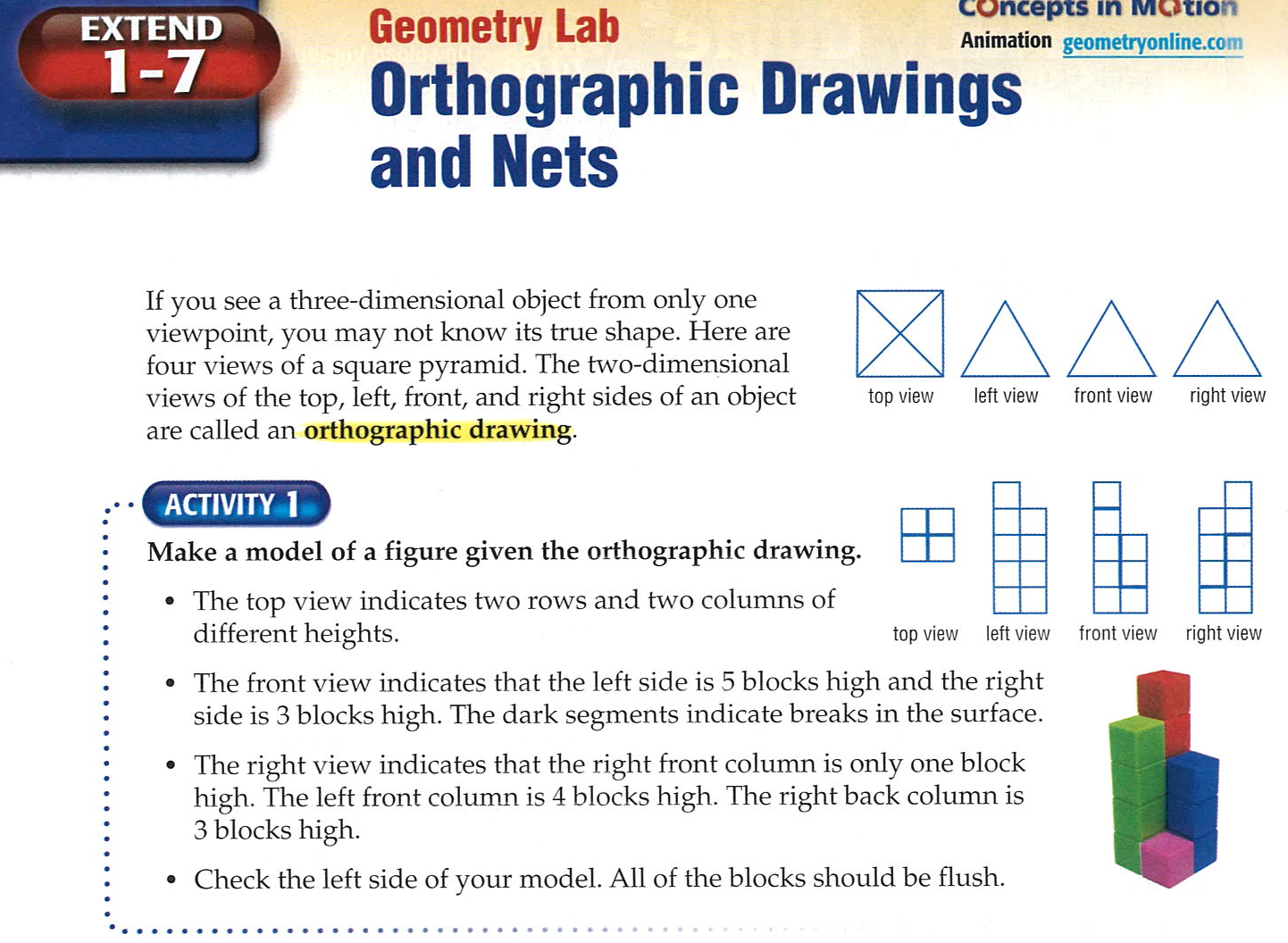 Geometry: May 28: Orthographic and Isometric Drawing
