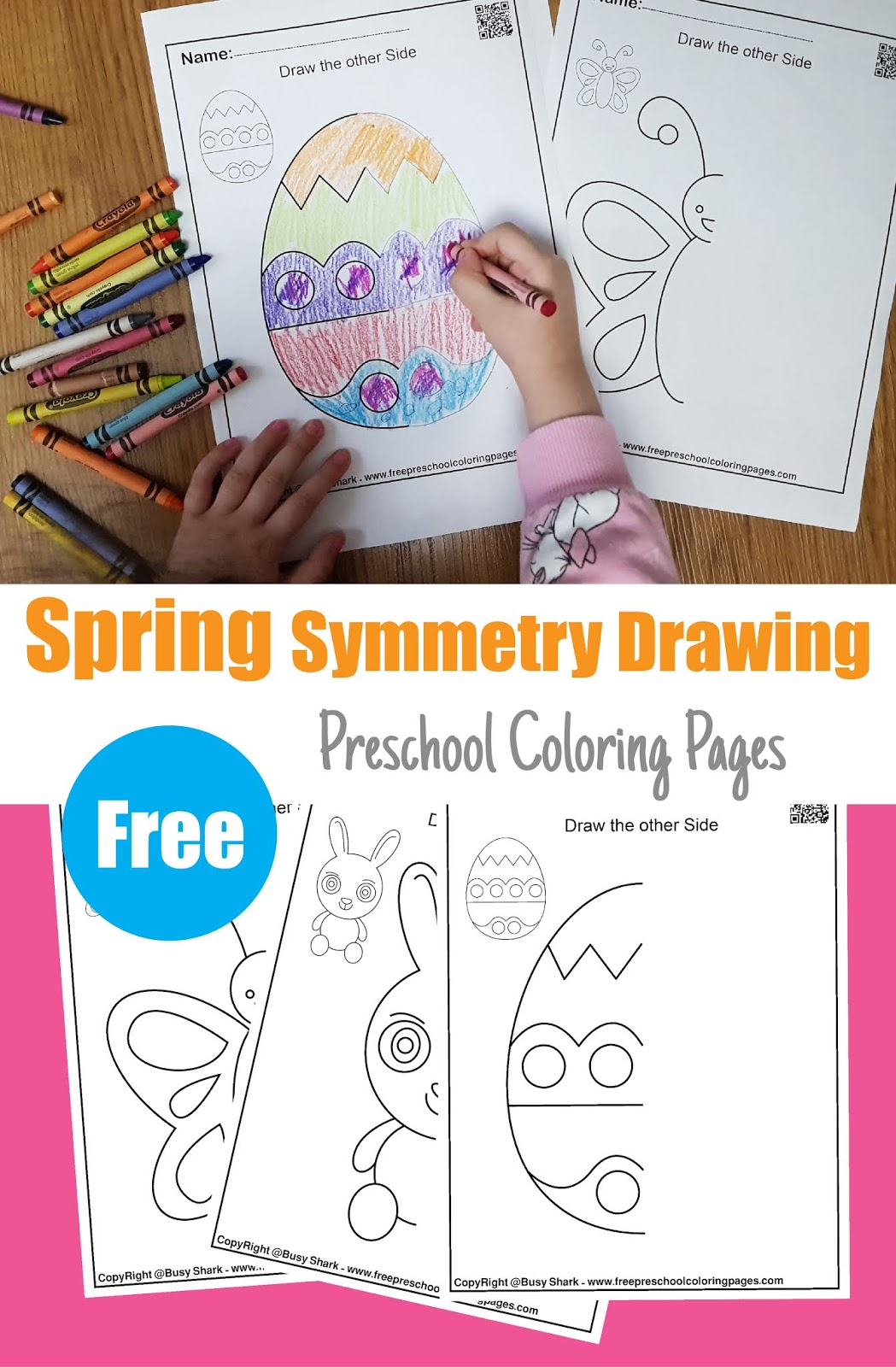 Spring Symmetry (draw the other half) free preschool coloring pages