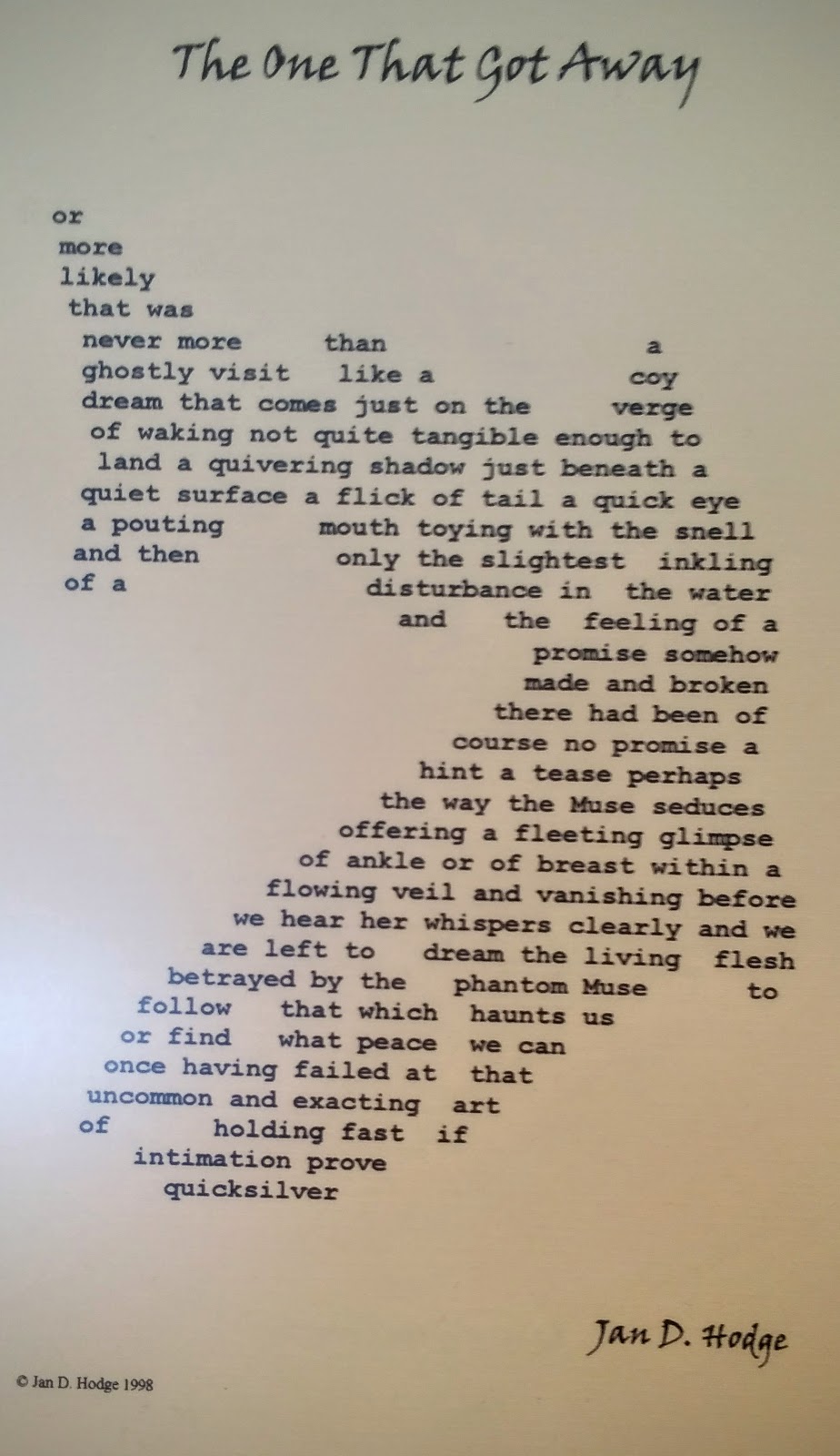 History and Culture by Bicycle: Jan D. Hodge: Shaped Poems, The One ...