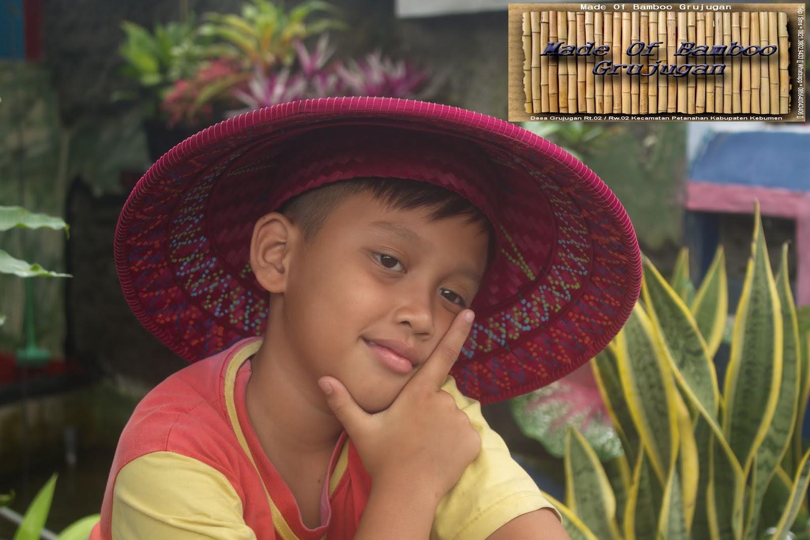 Caping Topi Petani Batik Titik Kerajinan Bambu Anyaman
