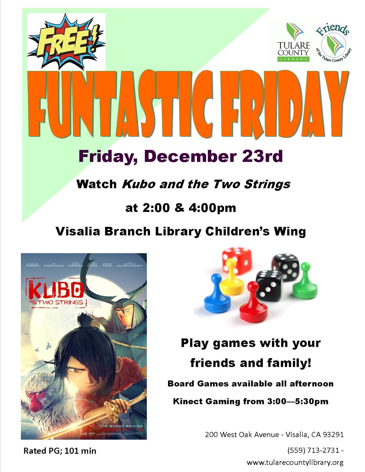 Tulare County Library News and Events: Funtastic Friday, Fri 12/23 ...