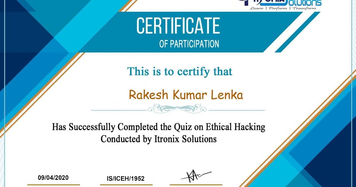 Ethical Hacking Free Certificate- Itronix Solutions
