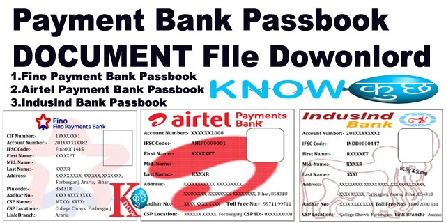 Fino Payment Bank and Airtel Payment Bank Passbook DOCUMENT FIle Dowonlord Fino Payment Bank and Airtel Payment Bank Passbook DOCUMENT FIle Dowonlord