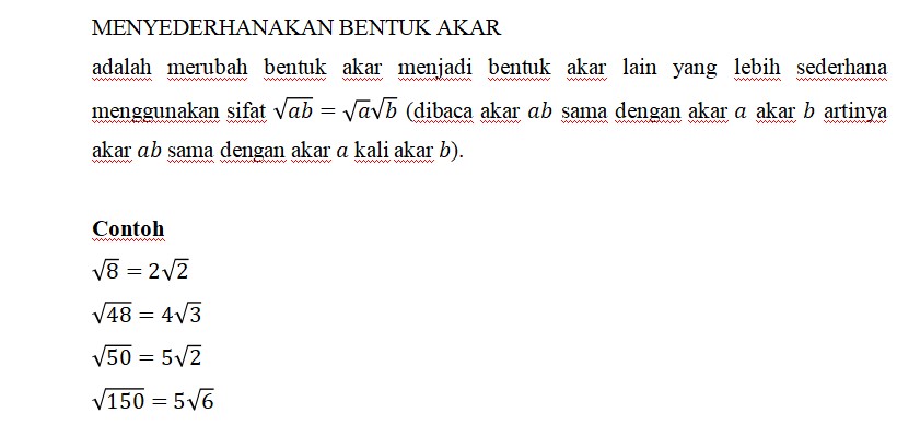 OPERASI BENTUK AKAR - Media Pembelajaran Online Guru Spensaka ...