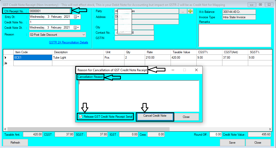 GST Credit Note Receipt Help Guide