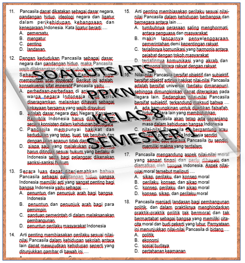 Soal PTS/UTS PPKN Kelas 8 Semester 1 - Kherysuryawan.id