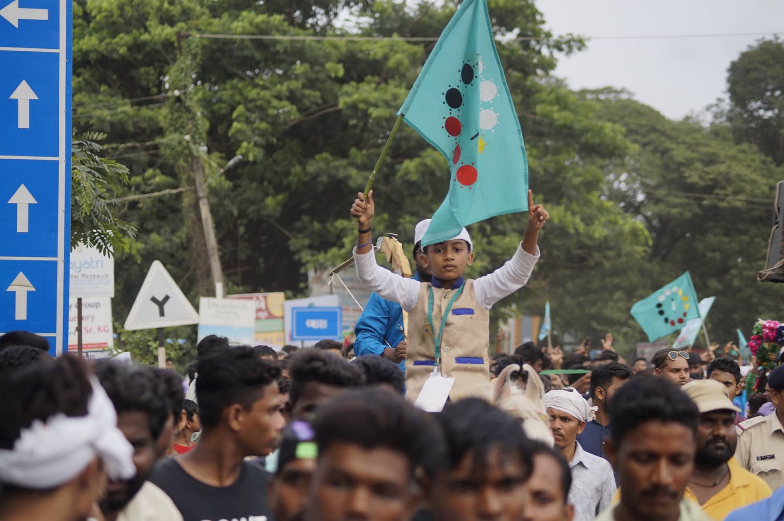 Gujarat, India the Indigenous Unity Flag throughout the State ...