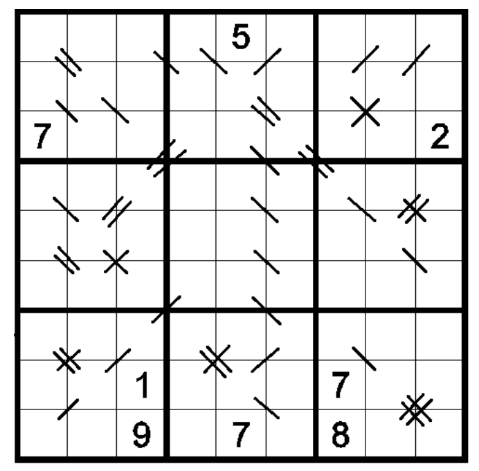 PUZZLE NO. 119 : Slant Kropki Sudoku