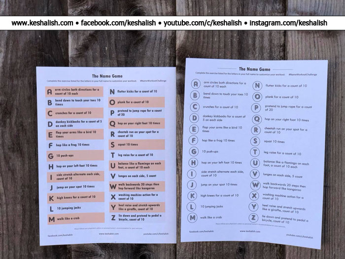 keshalish: The Name Game Workout Challenge | Easy Fitness Challenge for ...