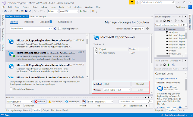 Adding ReportViewer Control ke Project VB.NET / C# in Visual Studio 2017 Community Edition