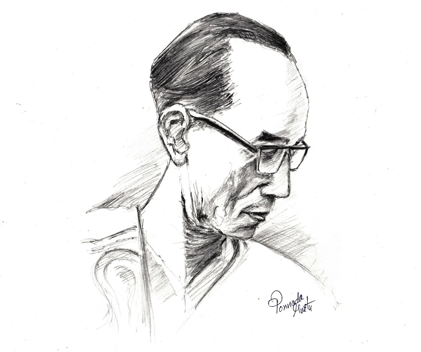 Sketches and Drawings : SD Burman - Music composer - Pencil drawing