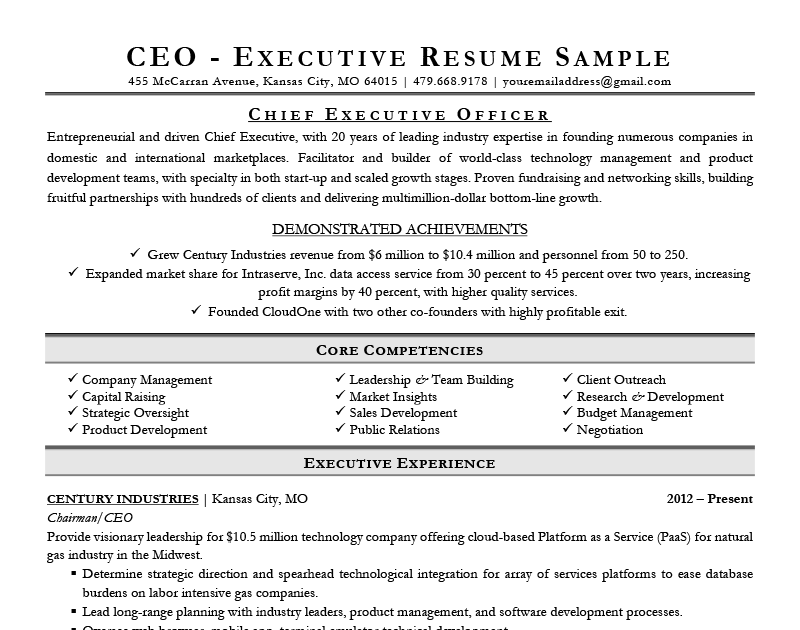 Great Executive Resume Examples ~ Resume Letter