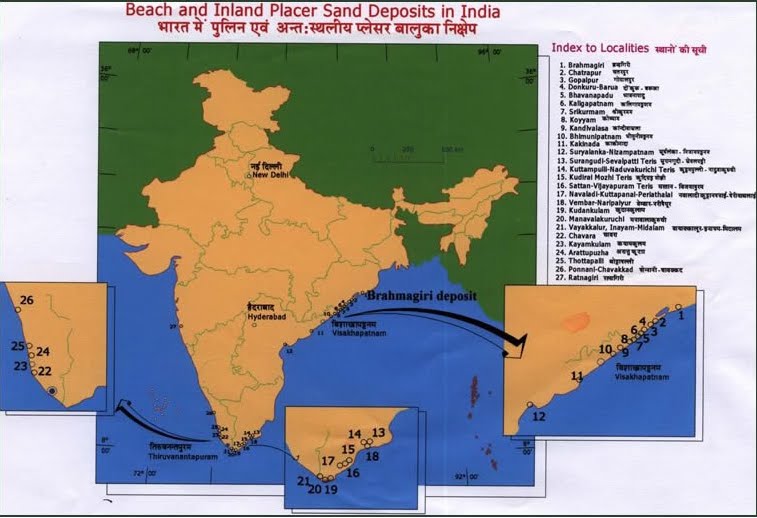 REM: Black Monazite sand deposits found on beaches (India)