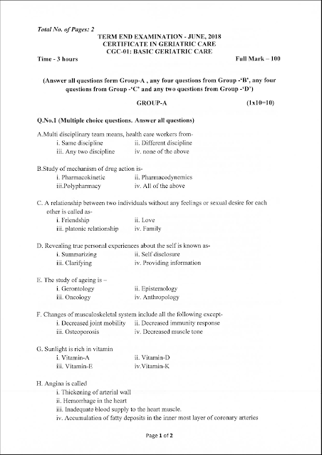 OSPU CGC basic geriatric care June 2018 Question Paper - University ...