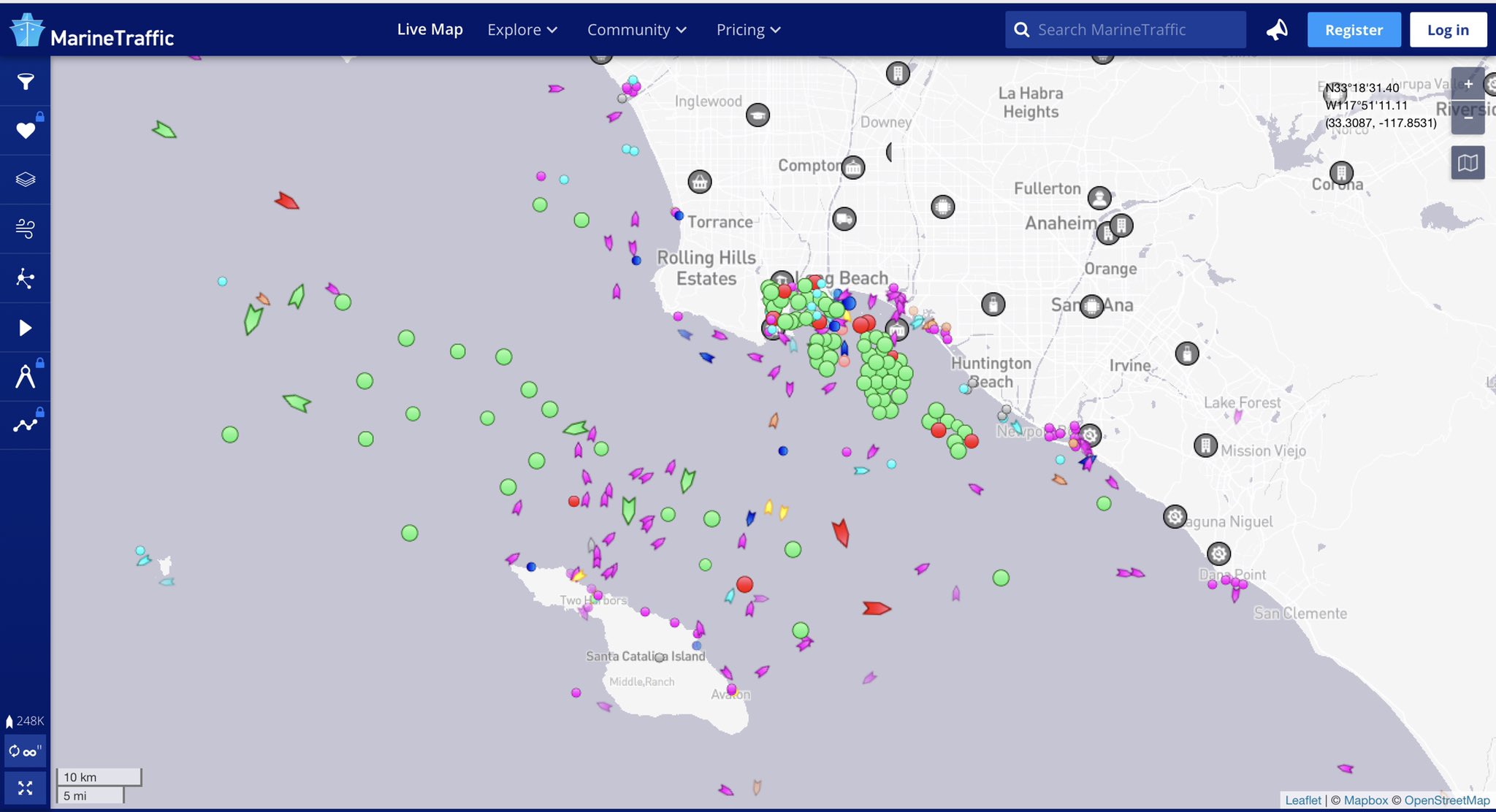 Huntington Beach Elly Platform Pipeline Oil Spill & Cargo Ship Maps